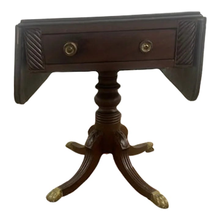 1910s Antique Drop Leaf One Door Side Table | Chairish