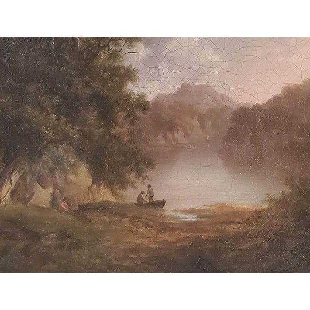 Two Figures in a Rowboat on Lake, a Fine Hudson River Landscape (Circa ...