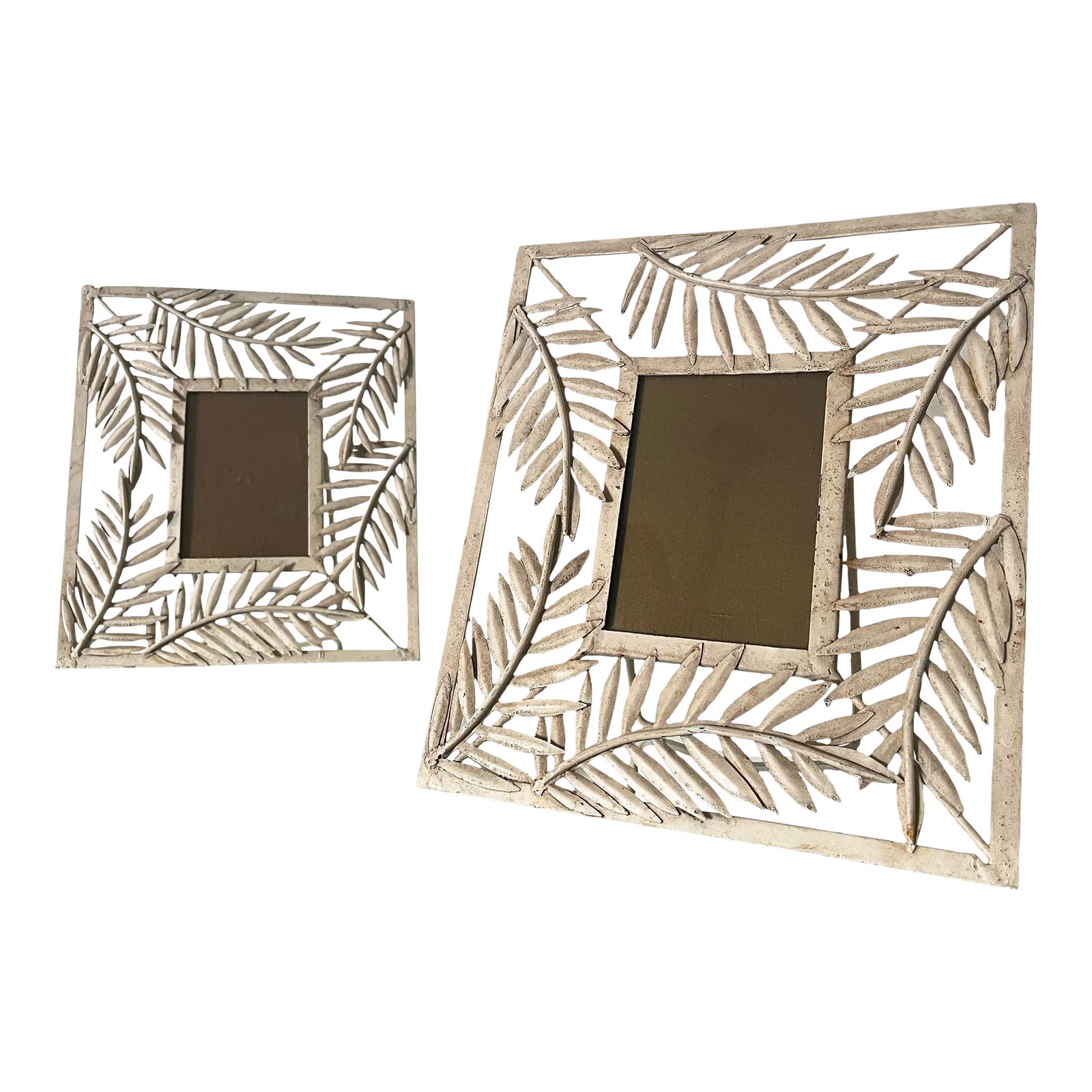 Pair of Vintage Metal Hollywood Regency Leaf Picture Frames | Chairish