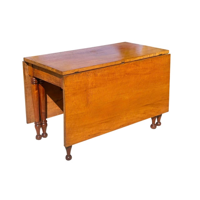 Antique Federal Period New England Tiger Maple & Cherry Dropleaf Dining ...