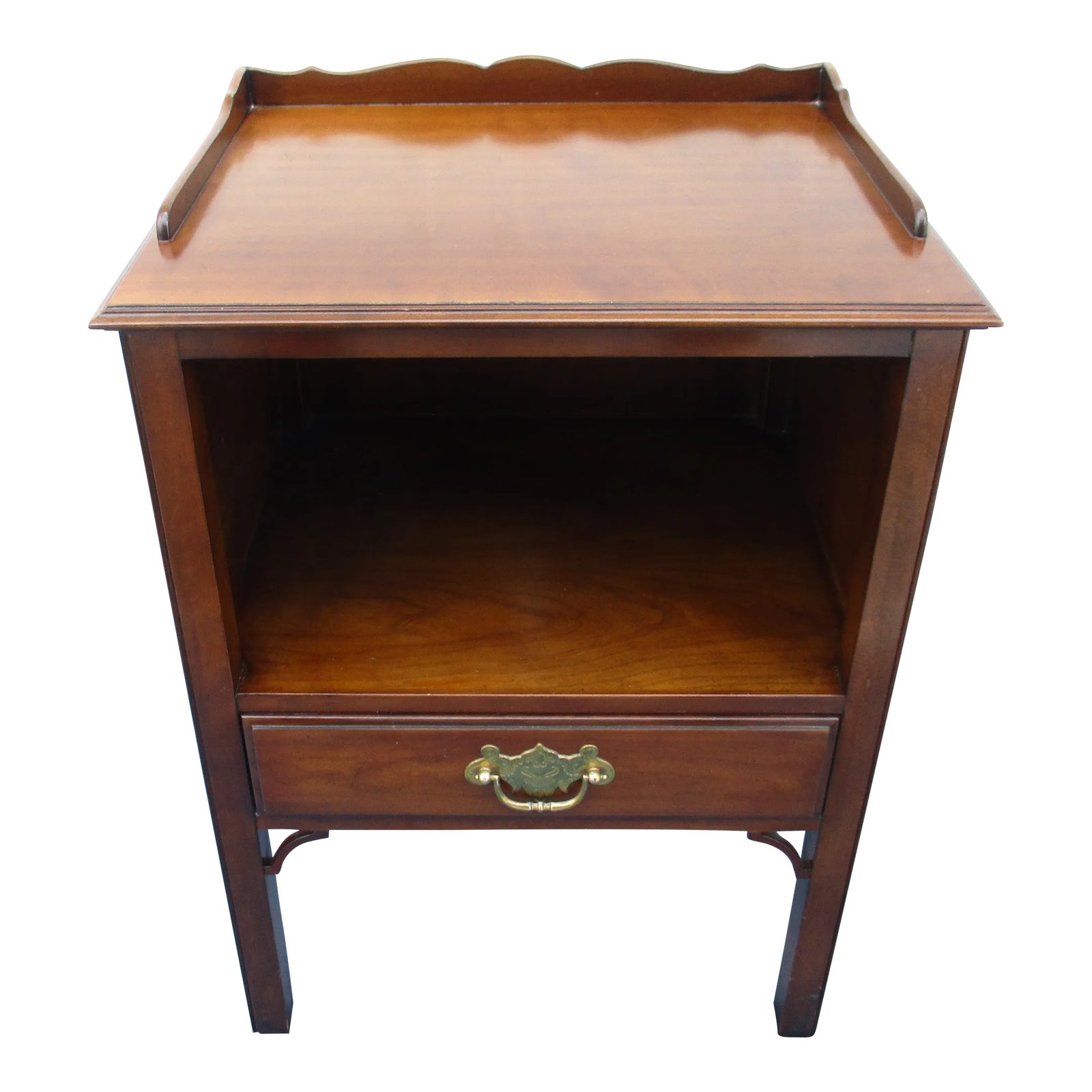 Kindel Cherry Chippendale One Drawer Nightstand | Chairish