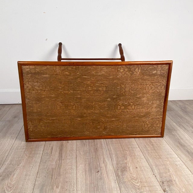 Victorian Coaching Table in Beechwood With Rattan Top | Chairish