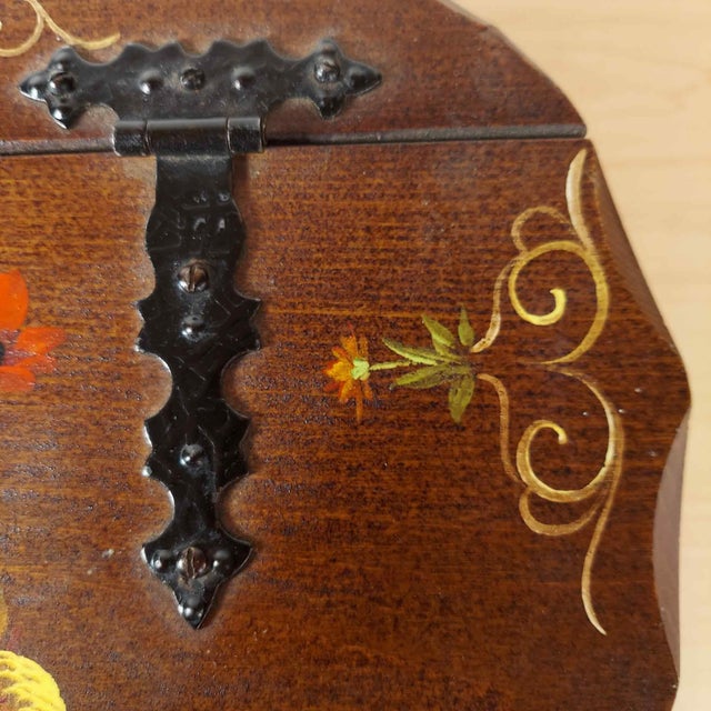 Late 20th Century Vintage Wooden Hand Painted Barrel Box | Chairish