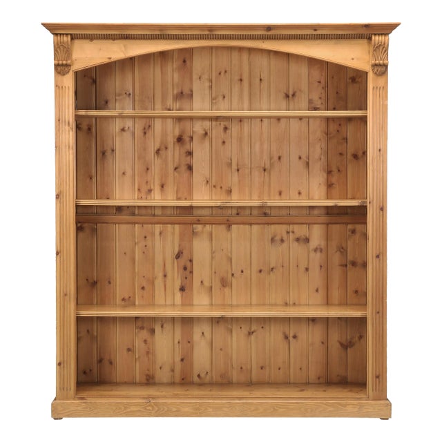 English Pine Country Bookcase Over 6 Feet Wide, Traditional Beeswax by ...