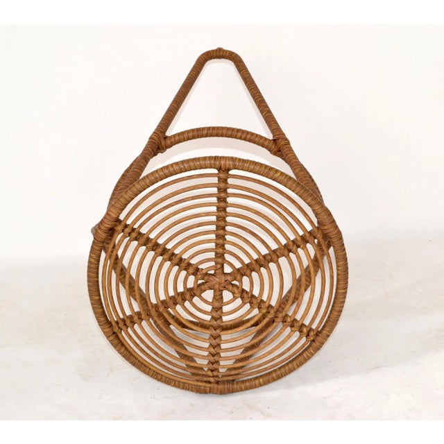 Organic Modern Sculptural 3-Legged Stool Wrought Iron Hand-Woven Cane ...