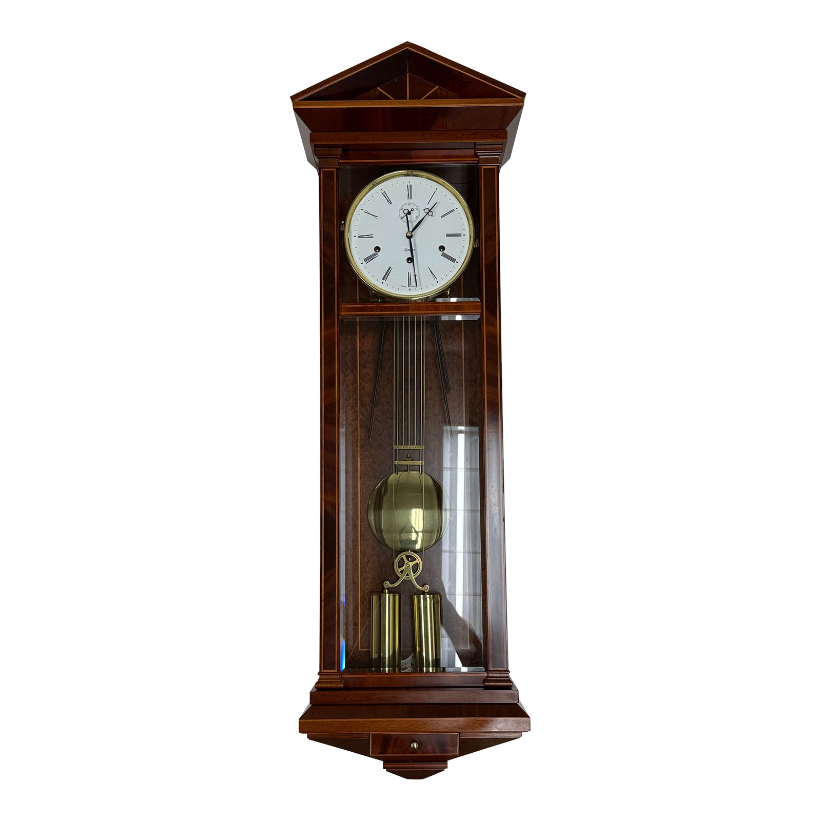 Kieninger Mahogany With Inlays Regulator Wall Clock | Chairish