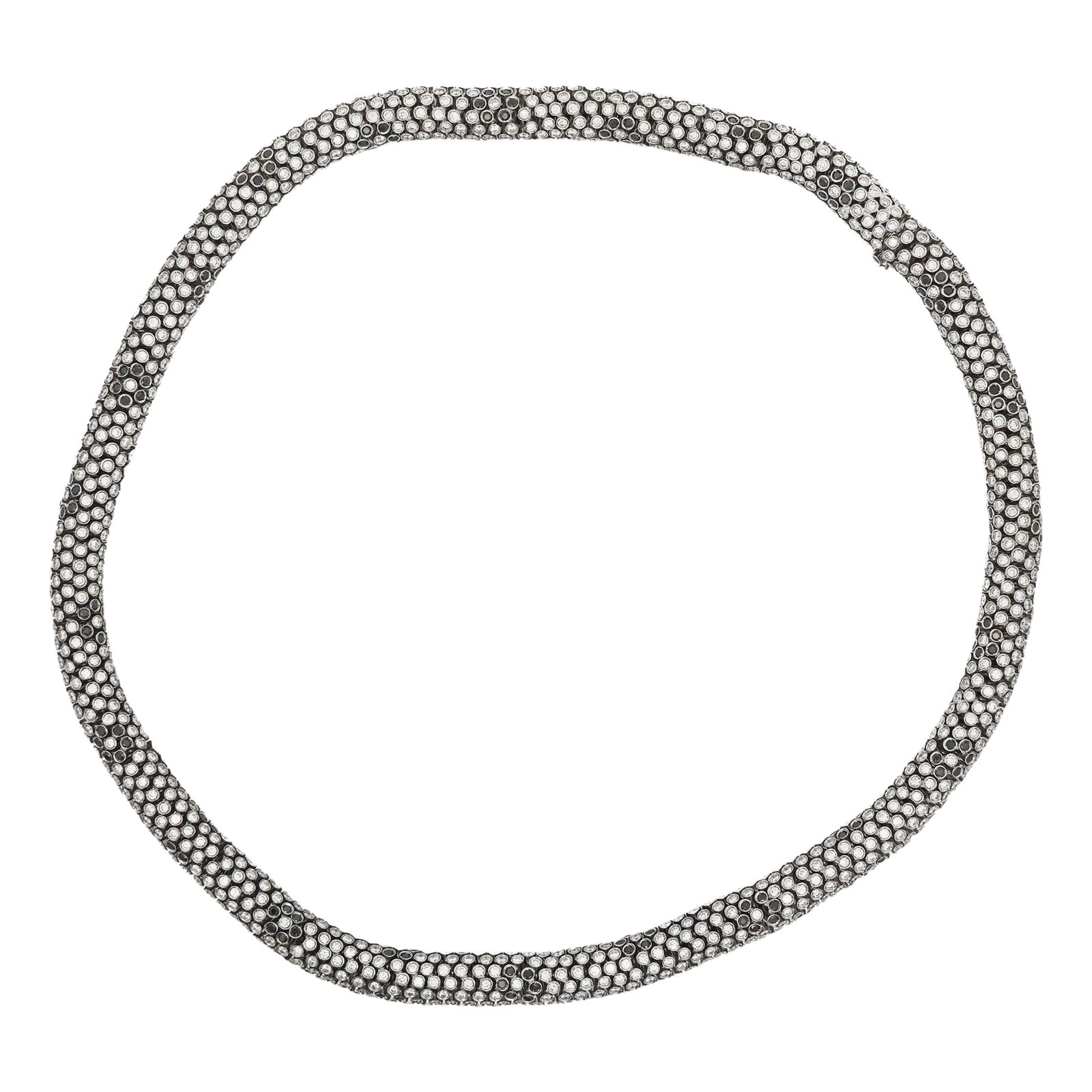 50 Carat Round Cut Diamond Cylinder Undulating Necklace in 18k | Chairish