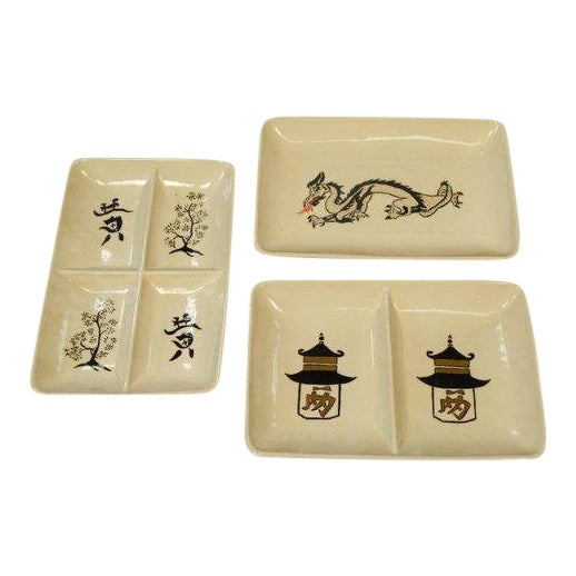 1960s Chinese Themed Appetizer Trays - Set of 3 | Chairish