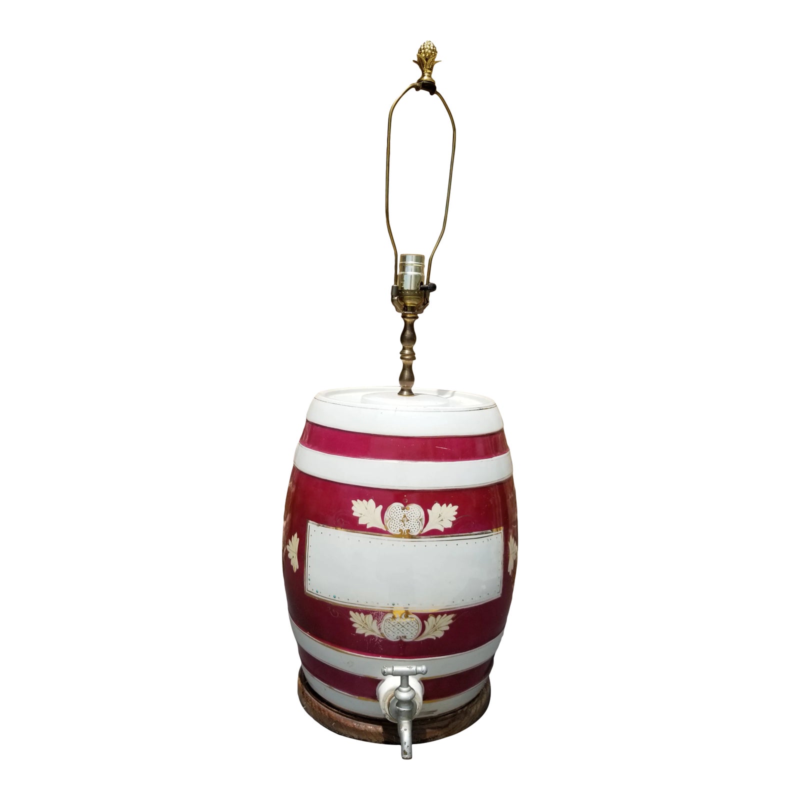 Mid 19th Century English Porcelain Spirit Barrel Lamp | Chairish