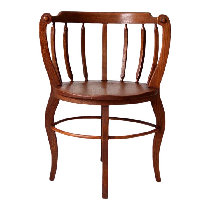 Antique Wood Barrel Back Spindle Chair | Chairish