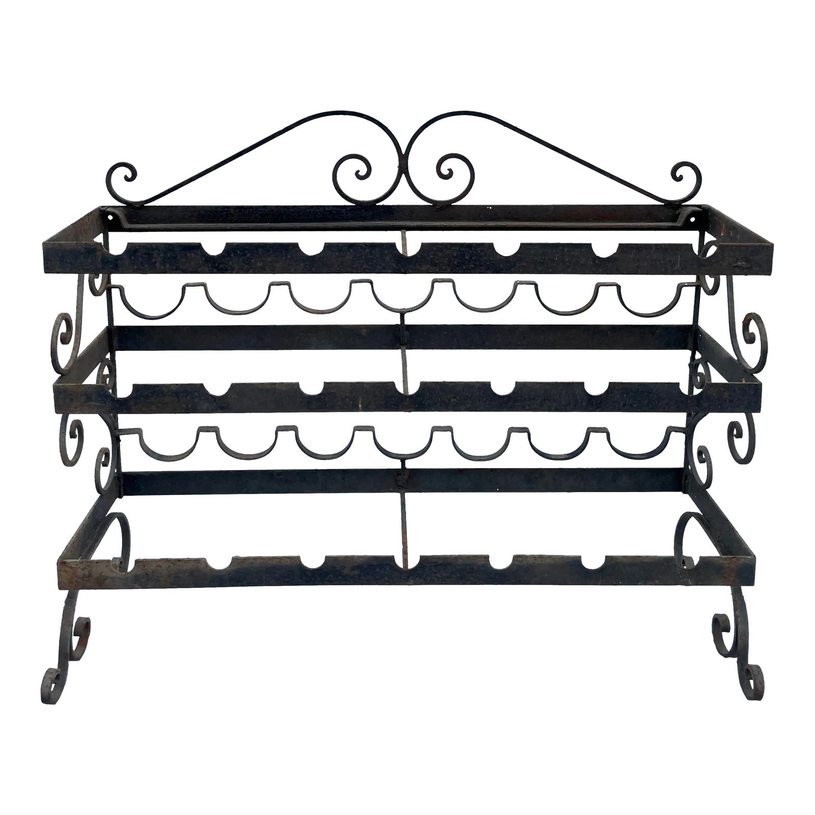 Vintage Rustic Iron Indoor/Outdoor Wine Rack | Chairish