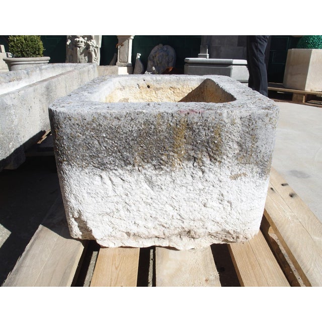 19th Century French Square Carved Limestone Trough or Sink | Chairish