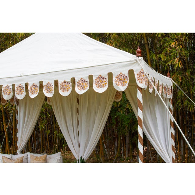 Large Marigold Blockprint Indian Canopy Tent | Chairish