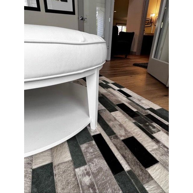 Late 20th Century Norwalk Mikala White Leather Ottoman WithWhite Base ...