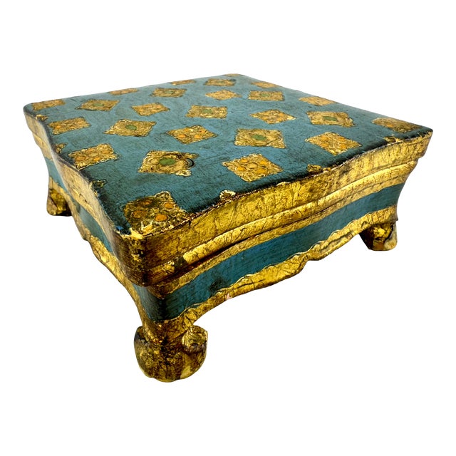 Vintage Mid Century Italian Hand Painted Footed Box | Chairish