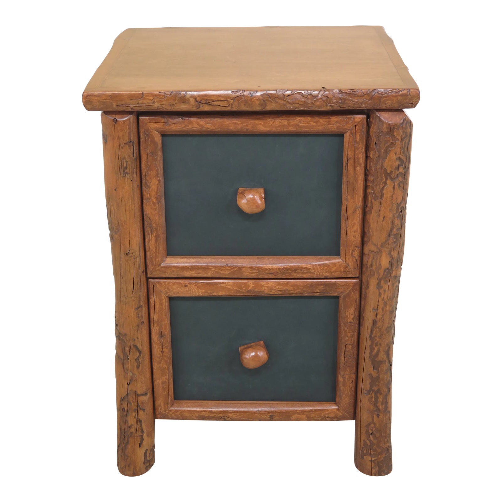 1990s Adirondack Style 2 Drawer Oversized Nightstand | Chairish