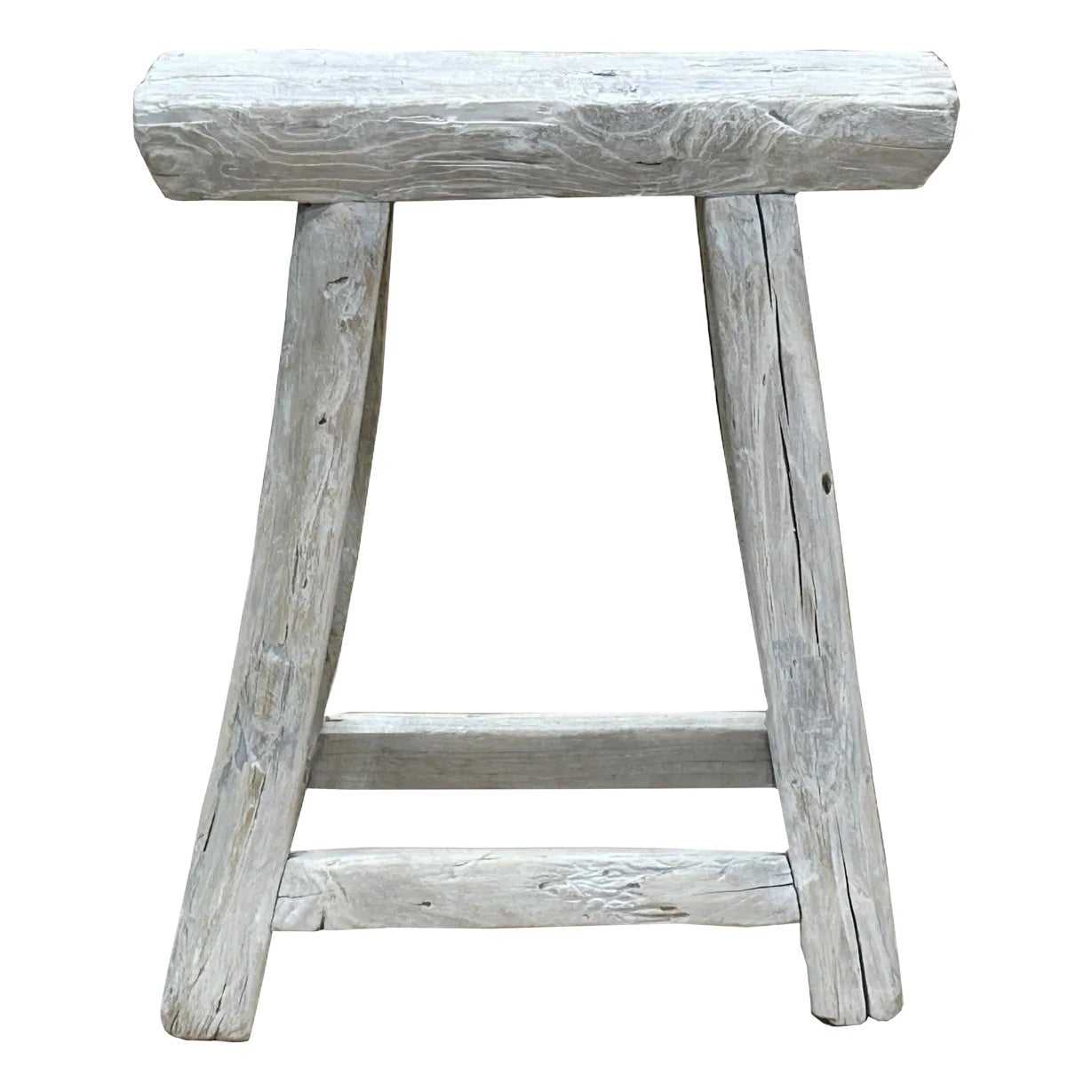 Rustic Raw Rough Wood Grain Rectangle Slim Stool Bench Side Table ...