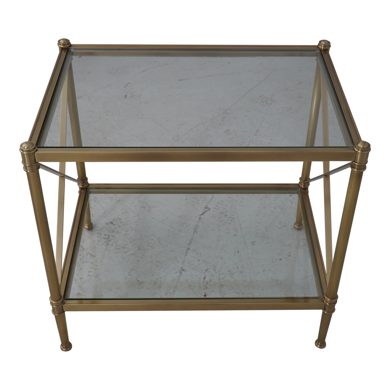 Regency Style Brass & Glass Tiered Lamp Table | Chairish