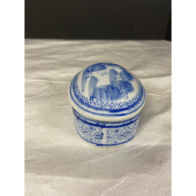 Blue and White Chinese Porcelain Box | Chairish