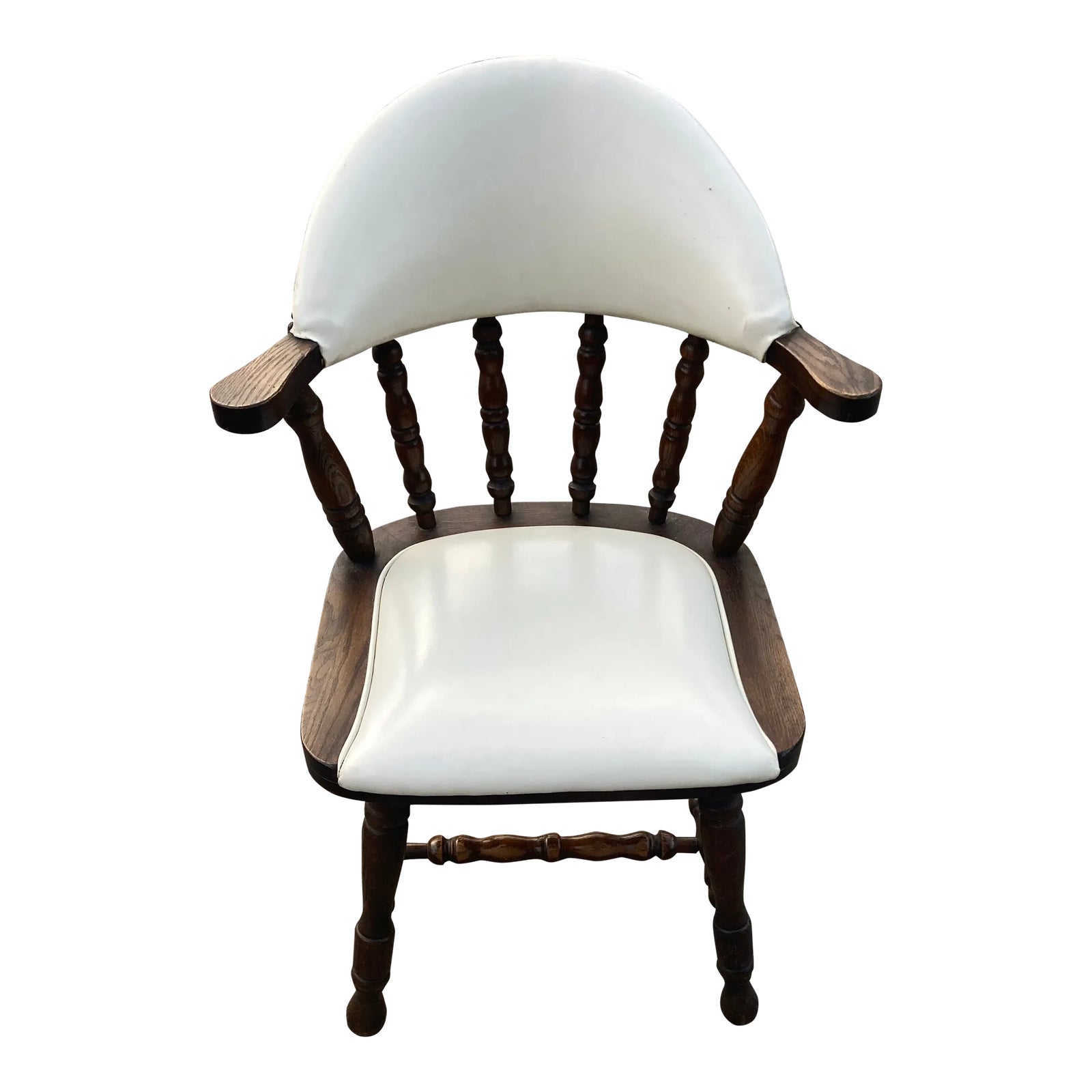 Mid 20th Century Vintage Buckstaff Captains Chair With White Vinyl ...