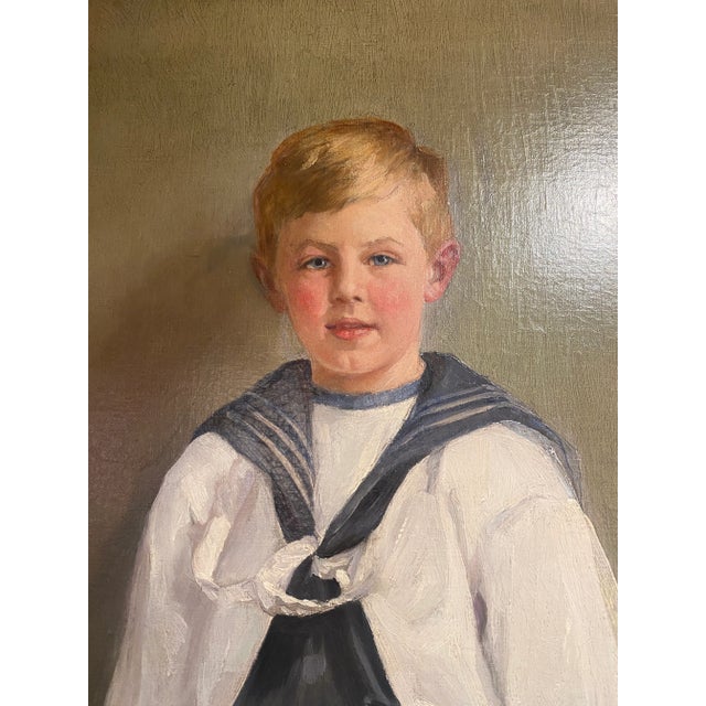 Antique English Oil Painting "Boy in a Sailor Suit" by William D. Adams ...