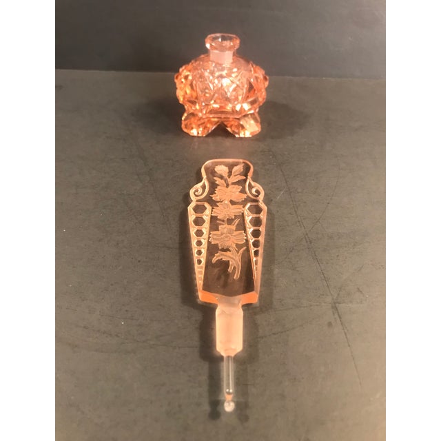 Art Deco Perfume Bottle, Pink Color Cut Glass. Czechoslovakia, Circa ...