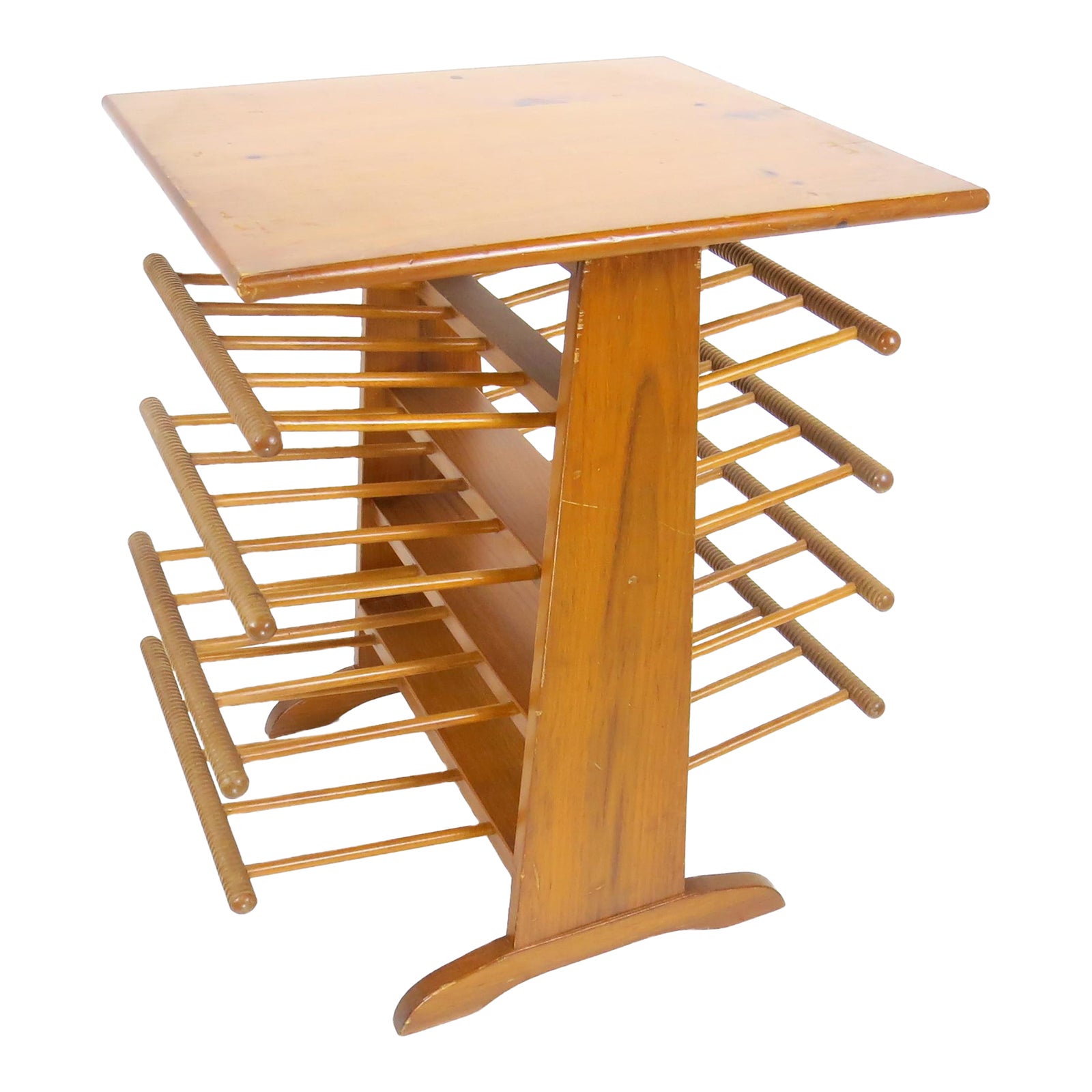 Vintage Scandinavian Pine Spindle Magazine Book Rack or Side Table ...
