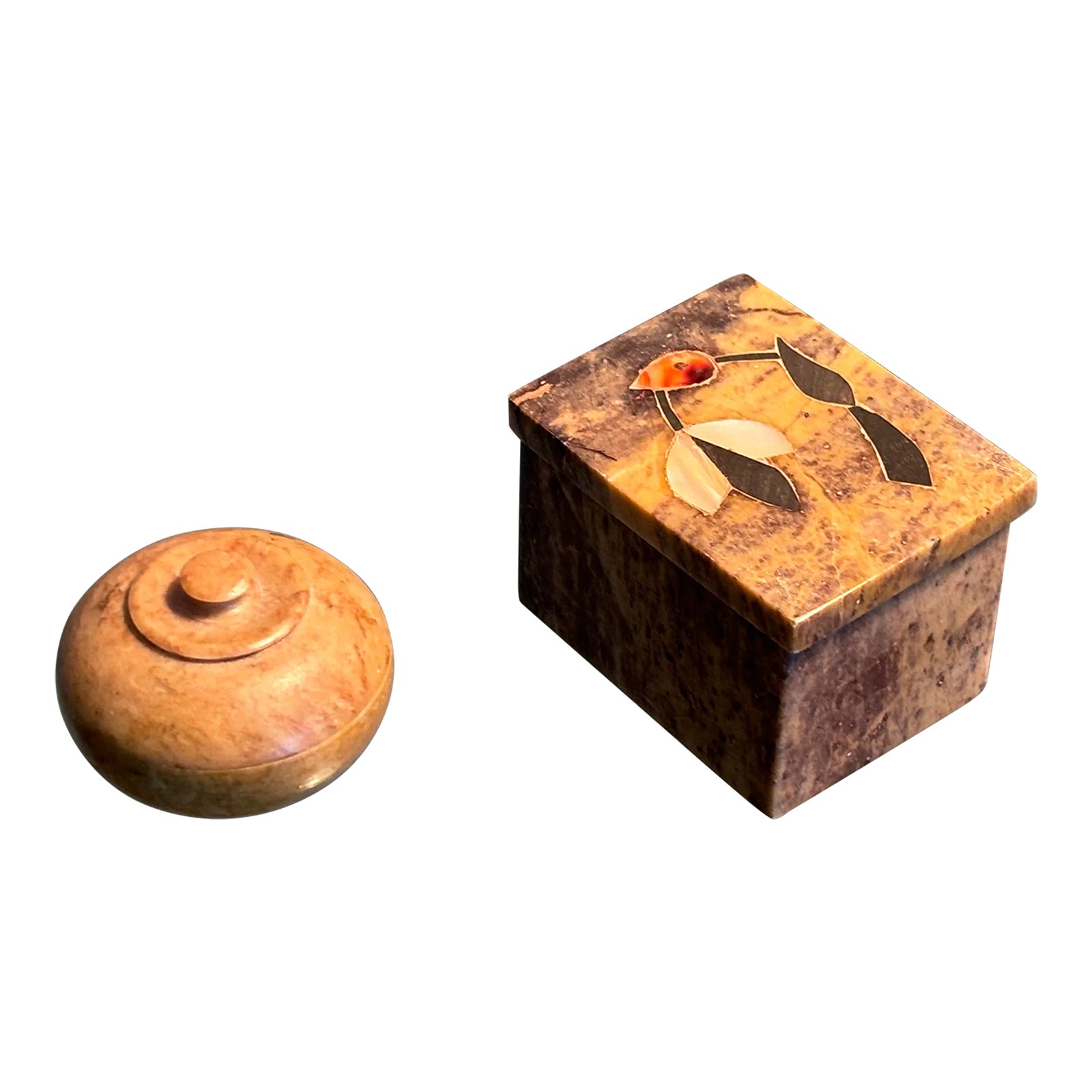 Late 20th Century Vintage Soapstone Trinket Boxes With Lids with Mother ...