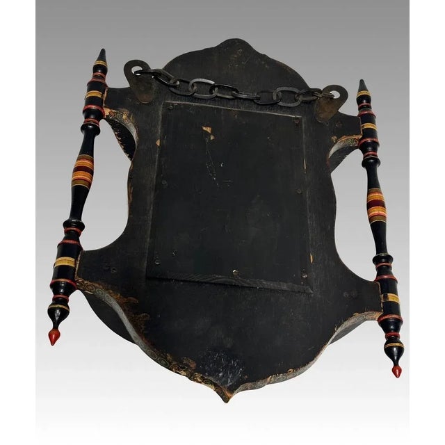 Anglo Indian Hand Painted Black Wall Shelf With Mirror & Indian Gods ...