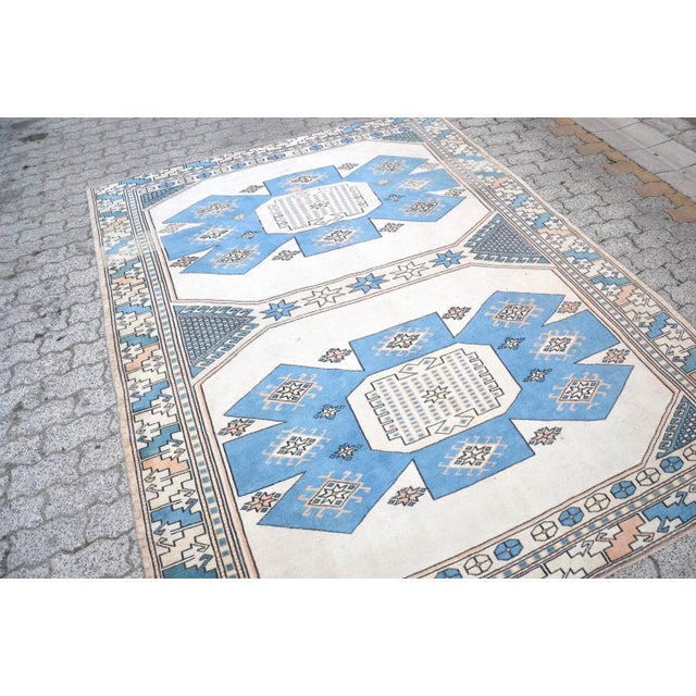 1960s Vintage Turkish Light Blue Rug | Chairish