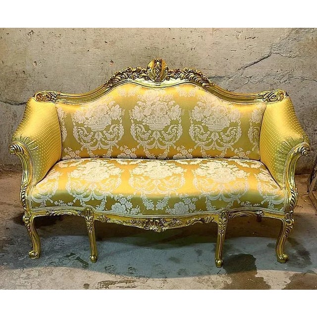 French Gold Yellow Tufted Sofa | Chairish