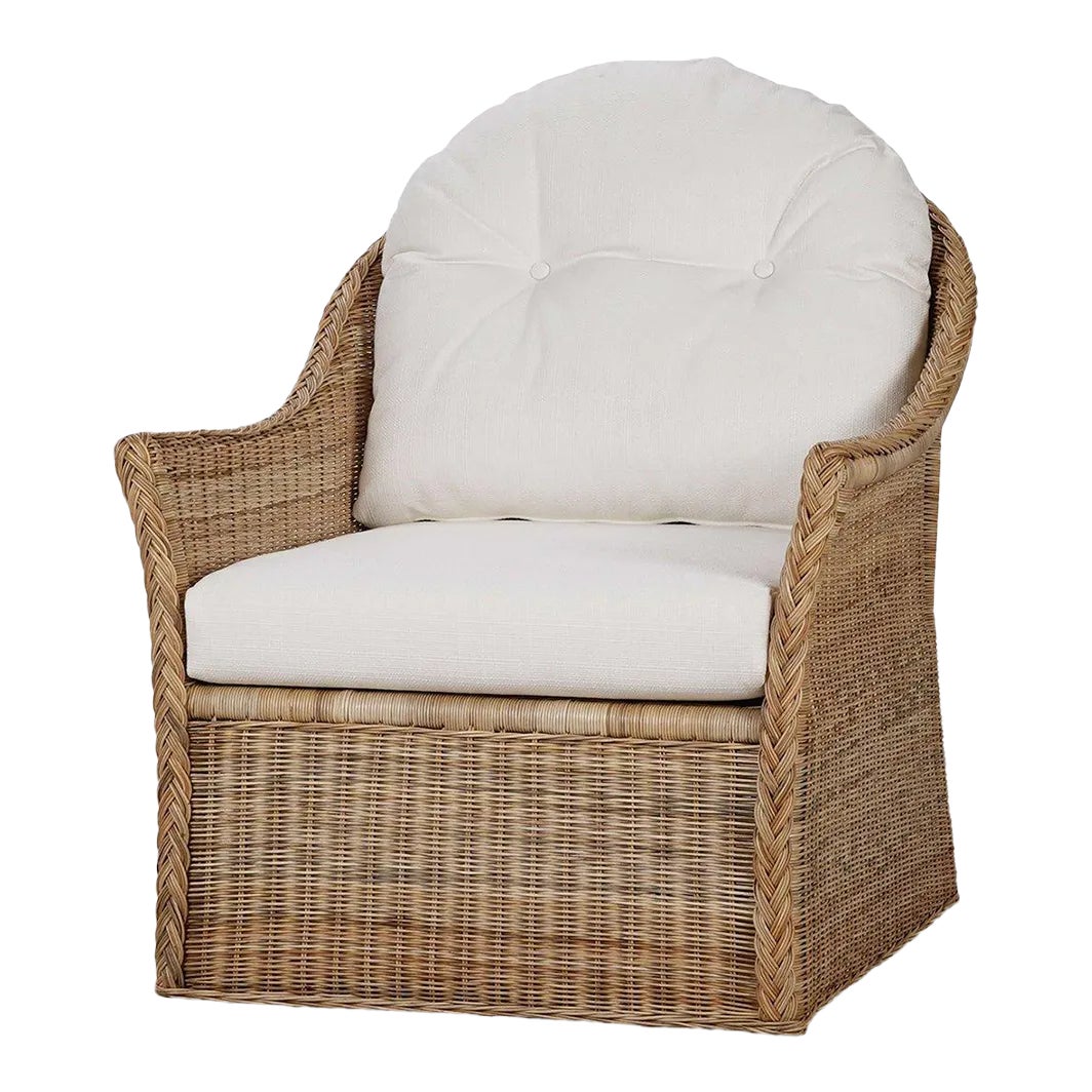 Nantucket Rattan Swivel Chair | Chairish