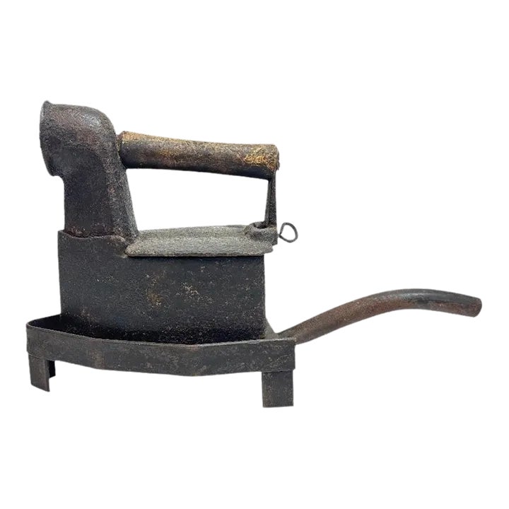 Antique 19th Century Box Coal Iron With Chimeny Clothes Press With ...