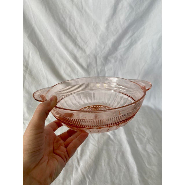 1960s Pink Depression Glass Coronation Pattern Bowl | Chairish
