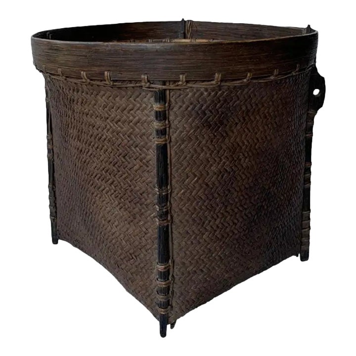 Rattan Basket Dayak Tribe Hand-Woven From Kalimantan, Borneo, Mid 20th ...