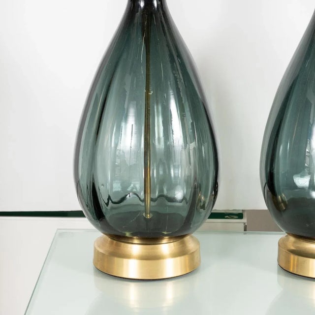 Vintage Pair Of Smoked Glass Teardrop Lamps By Blenko Chairish