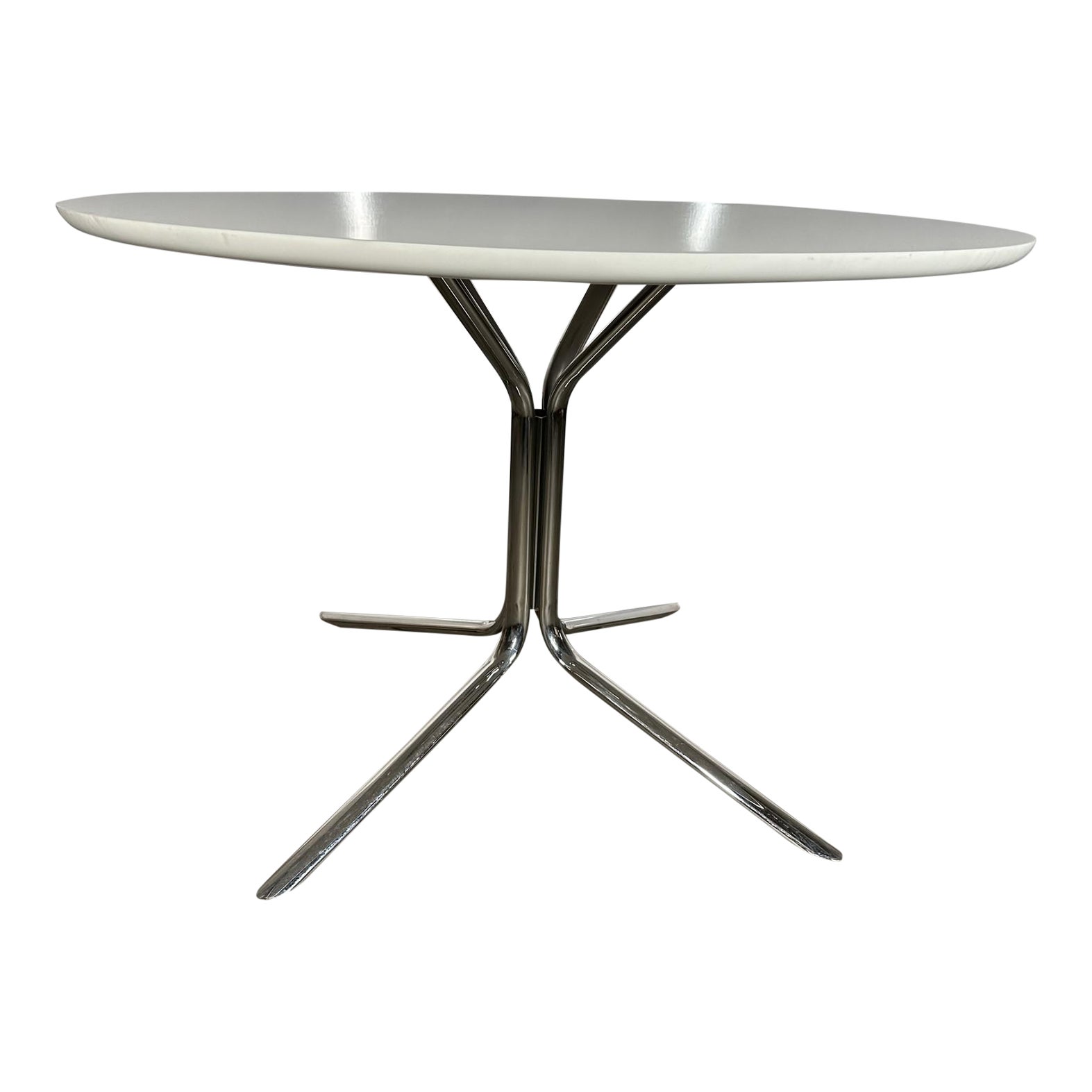 White Corian Modern Cafe Table or Meeting Table | Chairish