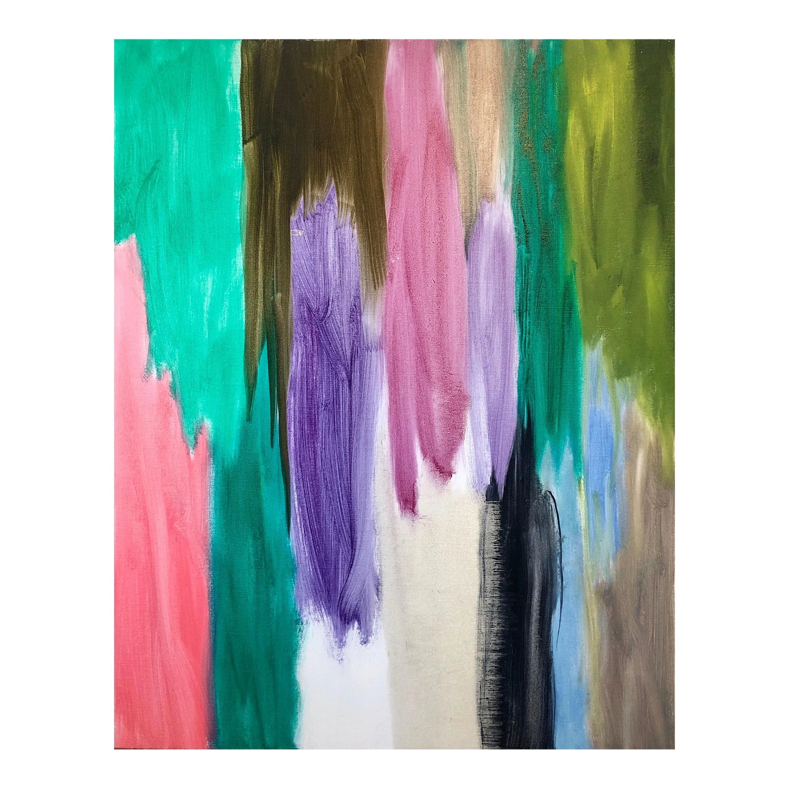 Austrian Contemporary Abstract Expressionist Painting Vertical Lines of ...