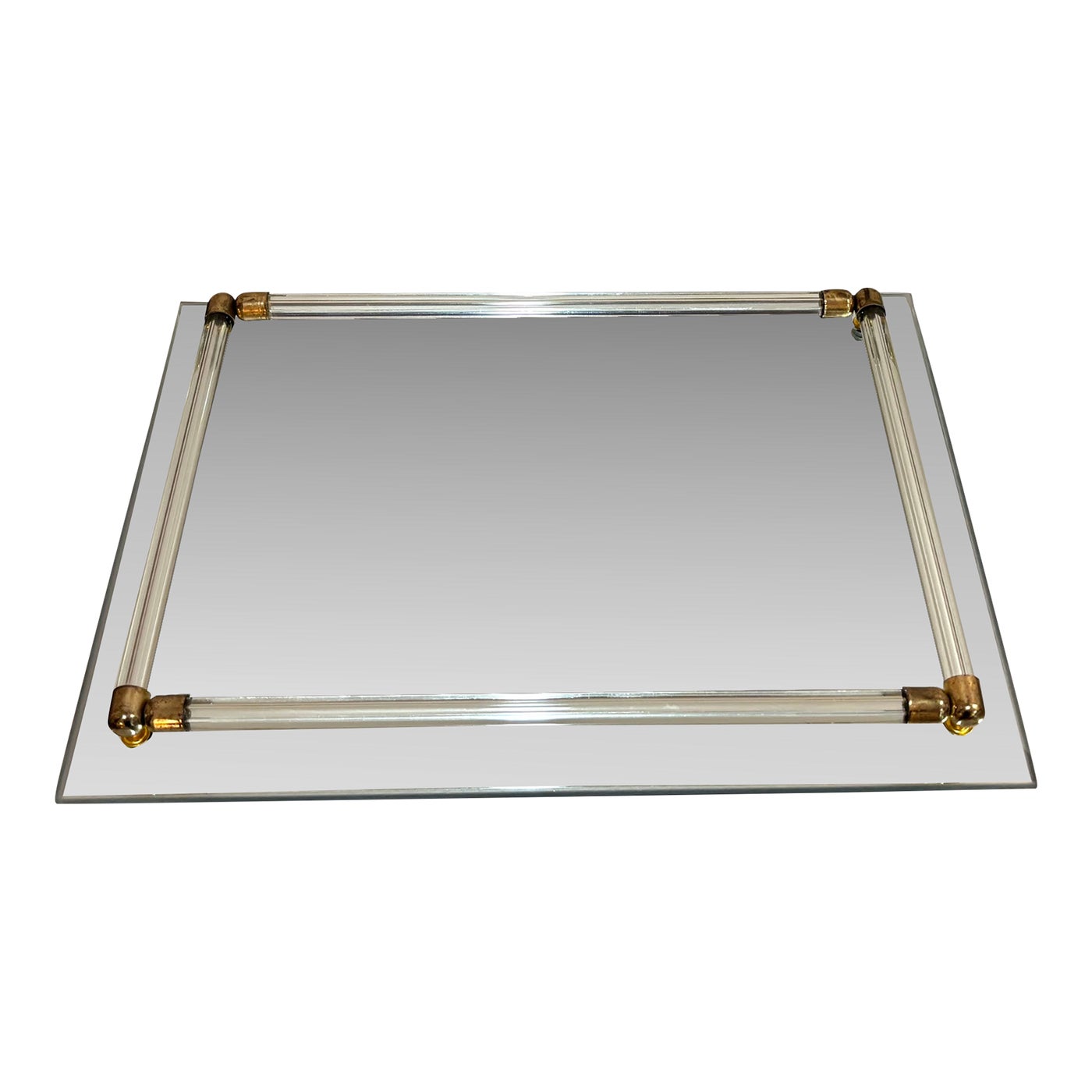Mirrored Lucite-Border Tray | Chairish