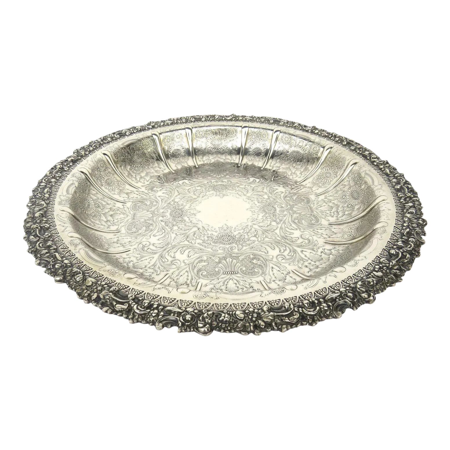 1912 Ellis Barker Menorah Hallmark Silverplate Shallow Bowl | Chairish
