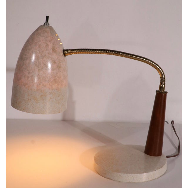 Plastic Wood and Metal Mid Century Gooseneck Bullet Shade Desk Lamp ...