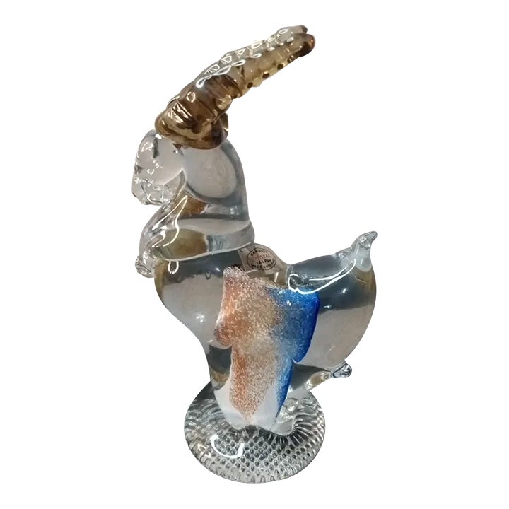 1980s Polish Art Glass Ram Figurine | Chairish