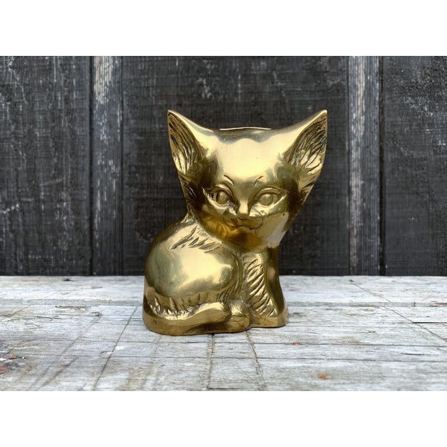 Brass Cat Bank | Chairish