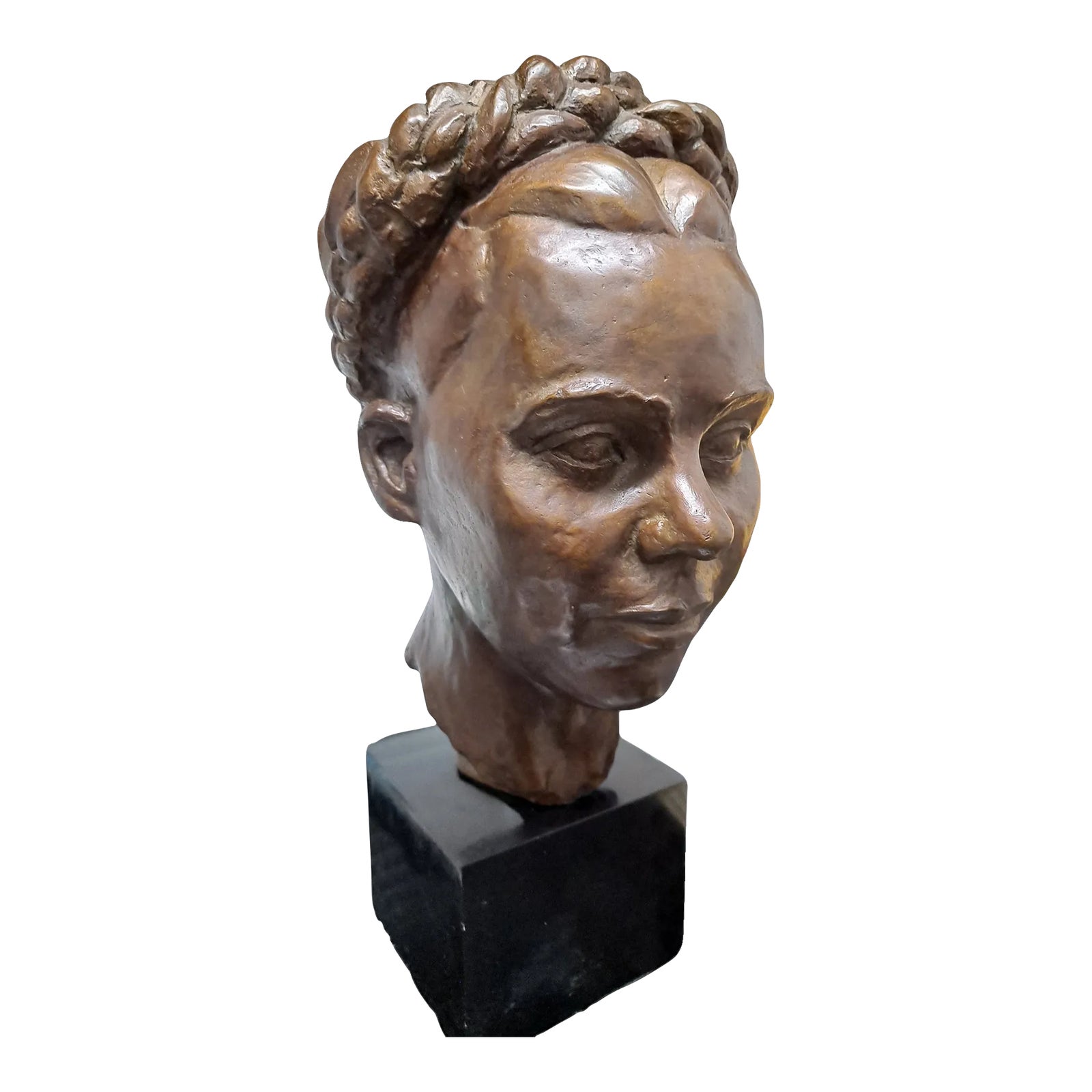 Early 20th Century Exceptional Bronze Female Bust Sculpture | Chairish