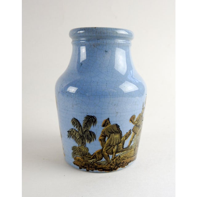 English Antique Blue Porcelain Prattware Jar | Chairish