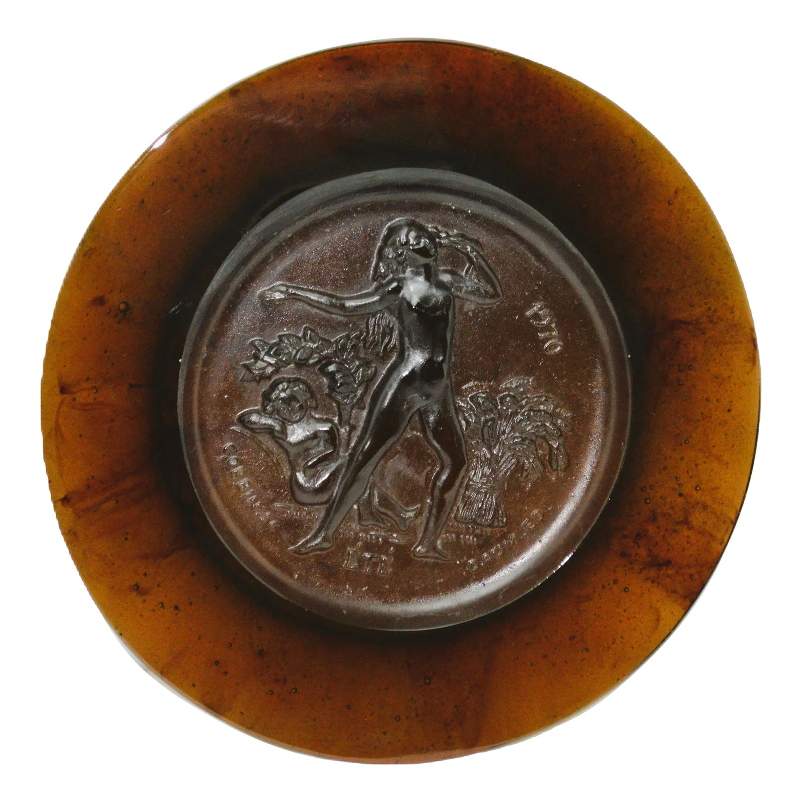 1970 Daum Raymond Corbin Pate De Verre Four Seasons Ete Art Glass Plate ...