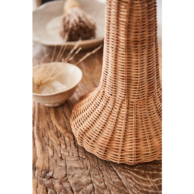 Vintage Inspired Augusta Table Lamp in Woven Rattan | Chairish