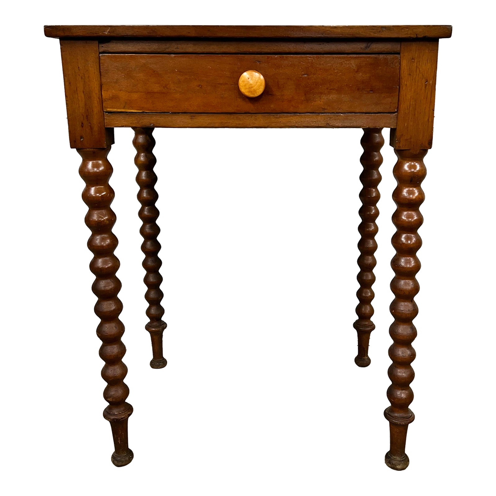 Antique Bobbin Leg Cherry Wood One Drawer Primitive Drink / Side / Work ...