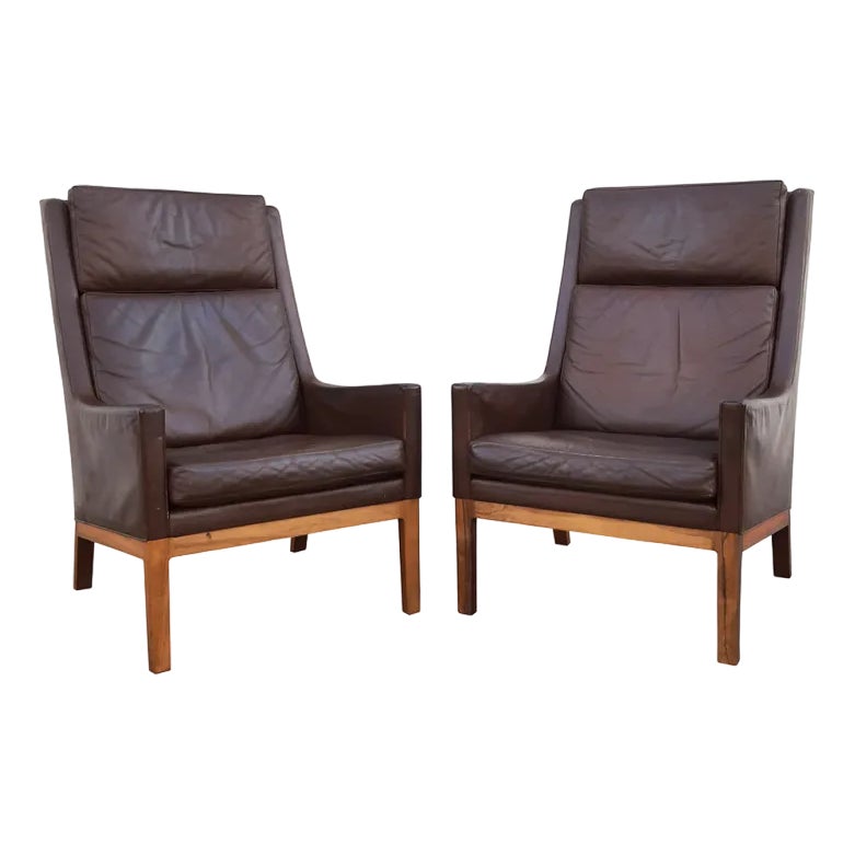 High Back Easy Chairs by Kai Lyngfeldt Larsen for Søren Willadsen ...