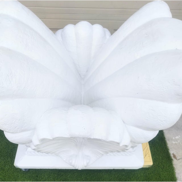 Monumental Vintage Coastal 4 Sided Clam Shell Form Gloss White Dining ...